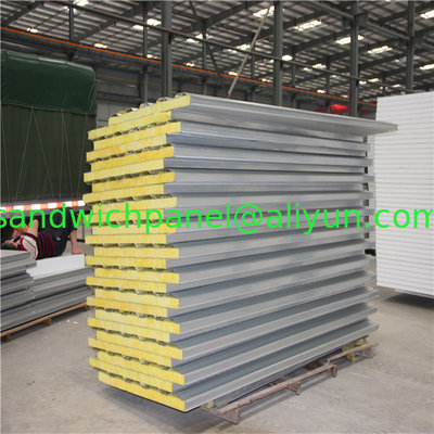 galvanized exterior wall cladding material glass wool sandwich panel with 0.6mm steel sheet up