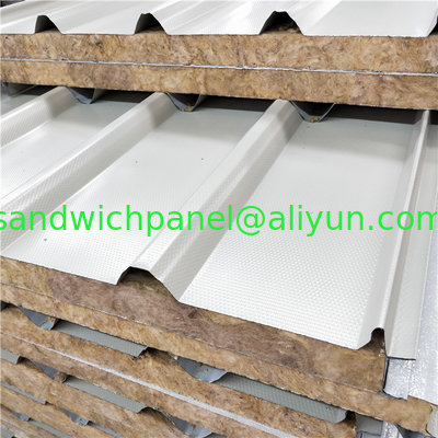 960mm 5.8 meters silver color rock wool sandwich roof panel with  0.476mm