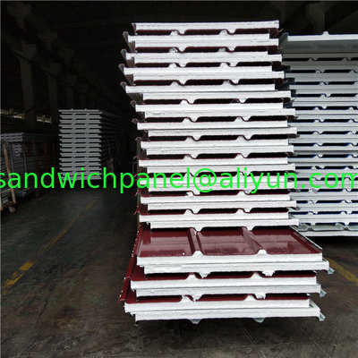 7250mm length 14kg wine red color steel eps sandwich roof panel 1050-50-0.4mm