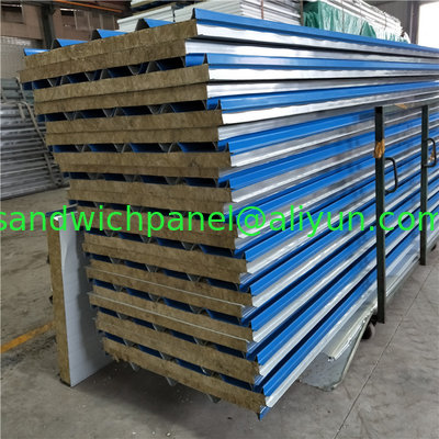0.426mm blue corrugated rock wool sandwich roof panel for prefabricated house