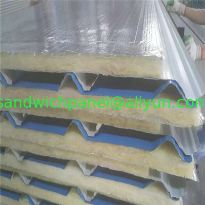 30mm blue glass wool roof sandwich panel with 0.476mm for warehouse
