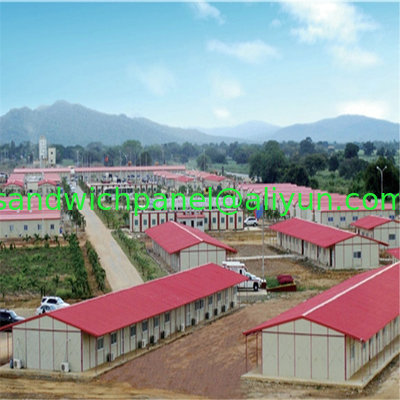 one floor 4Kx12Kx3P woker camp prefabricated house with greywhite and red color