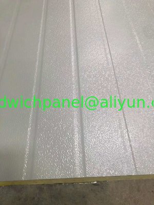 960mm glass wool sandwich roof panels with greywhite orange peel metal surface down