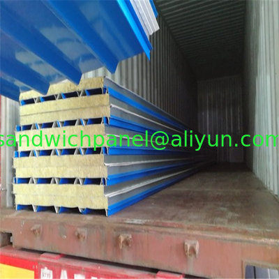 11.9 m long 50mm rock wool prefab sandwich panels with 0.426mm thickness steel sheet