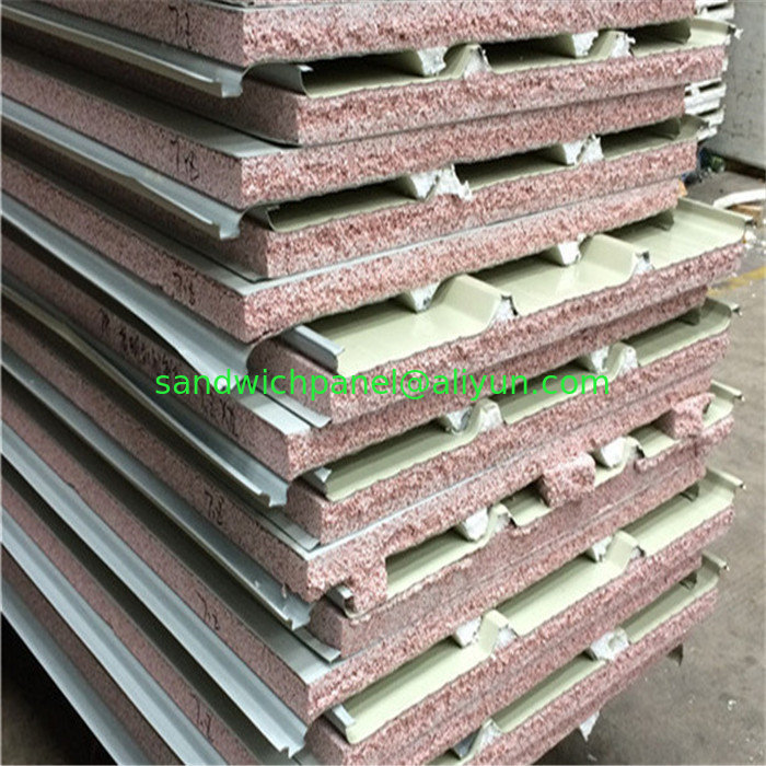 grey white 0.326mm color sheet 50mm corrugated thermosetting polystyrene sandwich roof panel