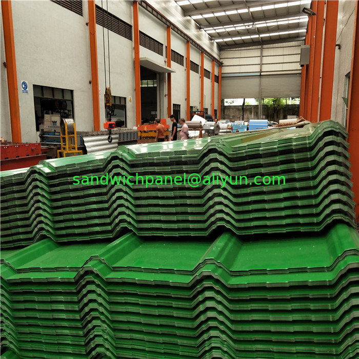 Huaguan brand green color steel roof sheet 4000-840-0.426mm for building