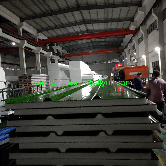 14kg beautiful green eps sandwich roof panel 1050-50-0.426mm wood grain steel down