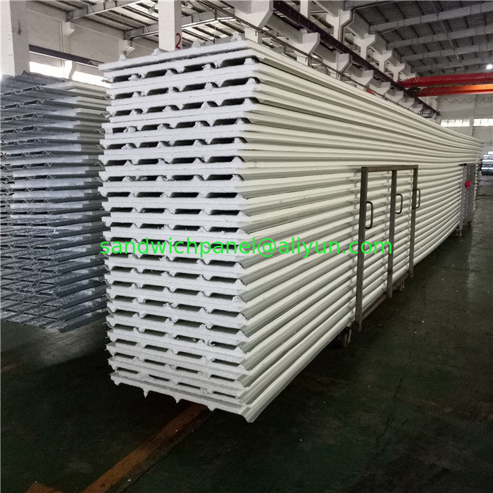 11.35meters 840mm ivory white single steel PVC eps sandwich roof panel for roof