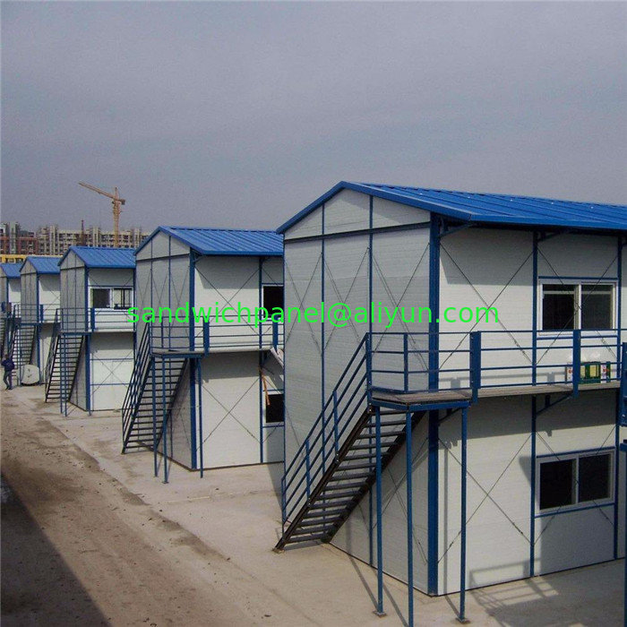 A fire rating K type rock wool sandwich panel prefabricated house for worker camp