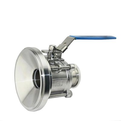 Tri valvola a sfera igienica di Non conservazione del fondo del carro armato del filo della flangia del morsetto con l'azionatore pneumatico