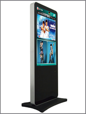 High Definition Floor Standing Kiosk 65 Inch , Infrared digital Advertising Players