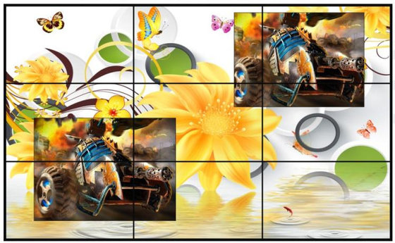 Industrial Samsung DID LCD Video Walls seamless bezel 5.3mm in 3 x 3