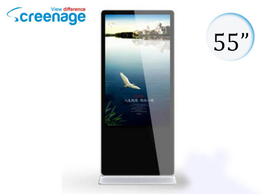 55 Inch Floor Standing Kiosk  Advertising Digital Smooth Black Marble Texture