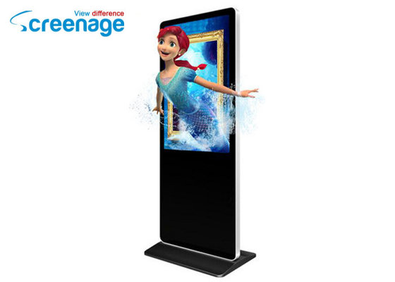Black 49 Inch Floor Standing LCD Advertising Player Digital Media Player