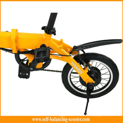 48v 10.4ah Li-Ion Battery Smallest Folding Bike 250w Motor E Bike , Yellow