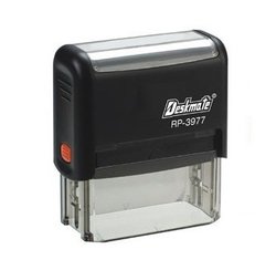 Black Deskmate rectangle Monogram and Large message self inking rubber stamps