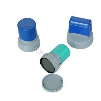 Dual foam round Pre Inked Rubber Stamps, Notary stamp, Monogram stamps with Blue Handle