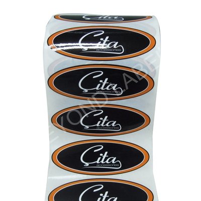 Oval Shaped Custom Logo Self Adhesive Paper Labels , Roll Packaging Paper Labels