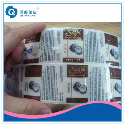 Self Adhesive Plastic Labels For Makeup / Cosmetic Transparent Sticker With Copper Stamping Foil