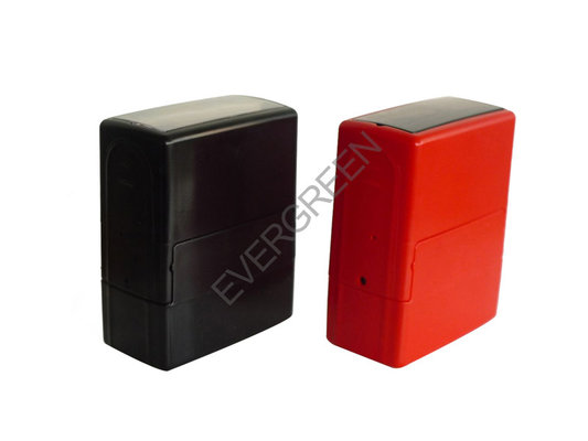 Custom Black, Red Laserable Rectangle self inking rubber stamps with a cover for teachers