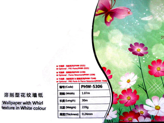 PVC Eco Friendly Wallpaper Solvent , Inkjet Printing Media