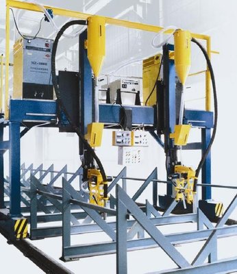 Mechanical Steel H Beam Welding Machine Automatic 6 - 60mm Thickness Blue Yellow Color supplier