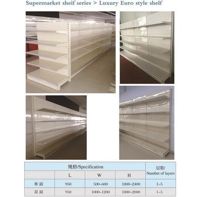 Customized Supermarket Shelf Display , Supermarket Shelf Rack Double Sided