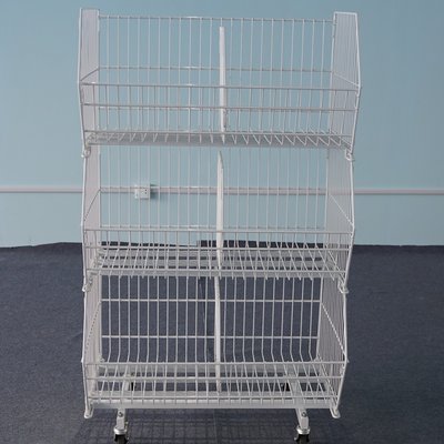 Multi Layers Shelf Fittings Wire Mesh Collapsible Metal Stackable Baskets