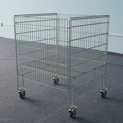Wire Display Baskets , Steel Rolling Dump Basket Customized Color