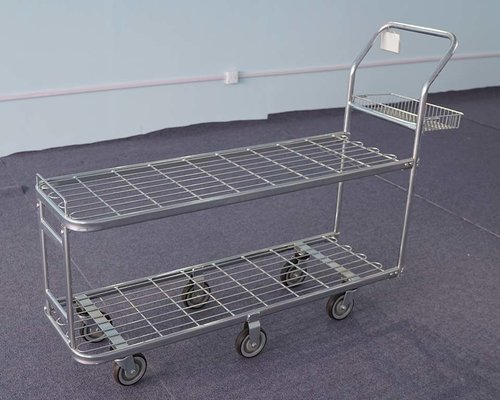 Rolling Wire Trolley Cart  , Supermarket Shopping Trolley For Warehouse
