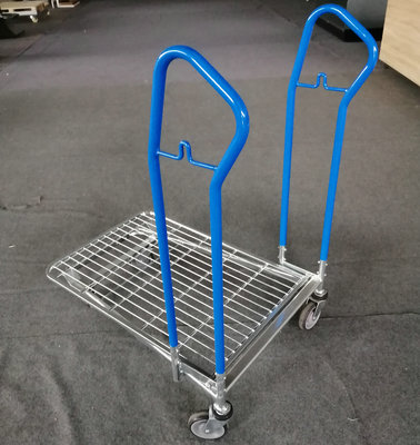 Four Wheel Logistics Trolley / Grocery Hand Pull  Trolley Galvanized Finishing