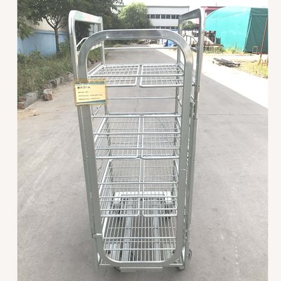 Warehouse Transport Logistics Trolley , Supermarket Milk Cage Trolley