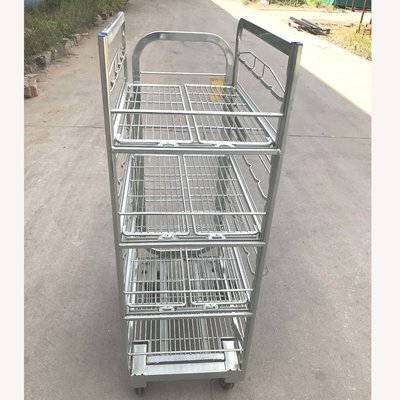 Warehouse Transport Logistics Trolley , Supermarket Milk Cage Trolley