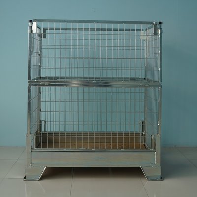 Wire Mesh Storage Cages Stock Metal Heavy Duty Container 2 Layers