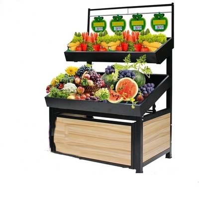 Multi Layer Fruit And Vegetable Display Stand Metal And Wooden Customer Size
