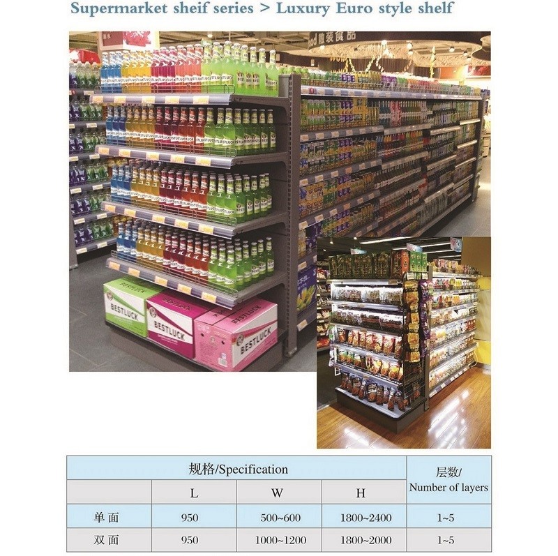 Heavy Duty Supermarket Shelf Display Multi Layer Double Sided Or Single Sided