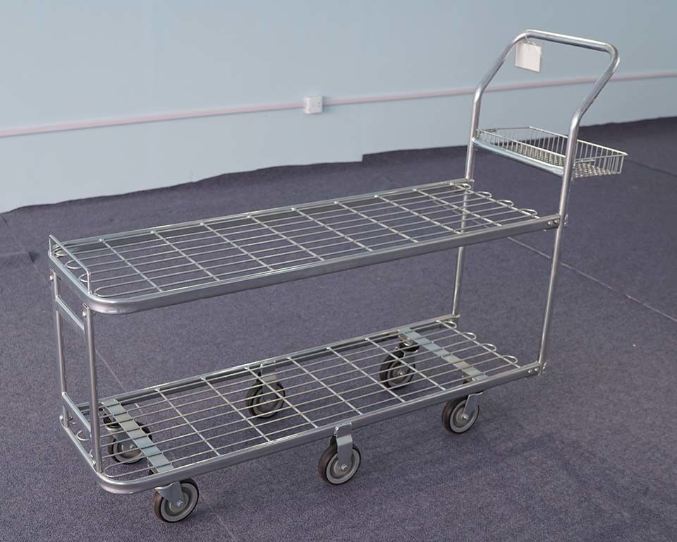 Rolling Wire Trolley Cart  , Supermarket Shopping Trolley For Warehouse