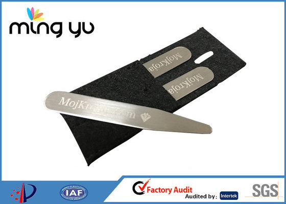 9mm Width 0.8mm Thickness Metal Collar Stays Brushed Surface Blue / Rose Gold