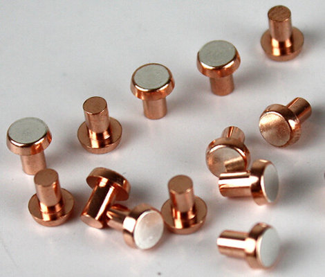 durable Circuit Breaker Bimetal Silver Contact Rivets / AgNi contact material