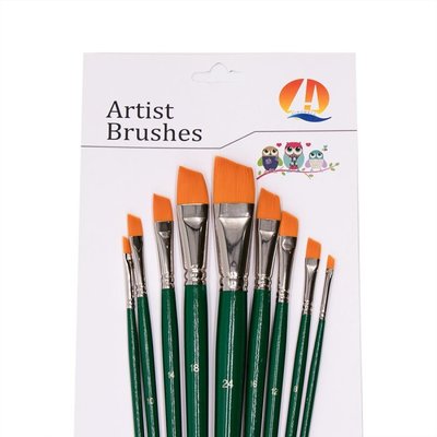 Golden Nylon Hair 10pcs #10 Artist Paint Brushes Set