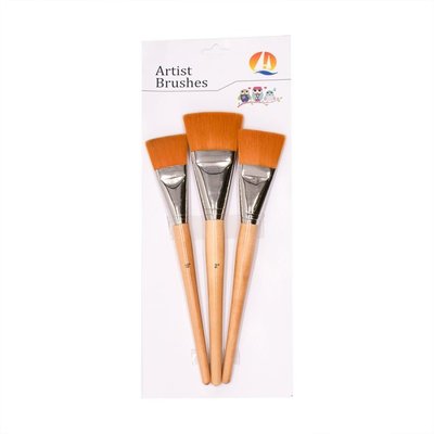 Brich Handle Brass Ferrule Flat Brush Set