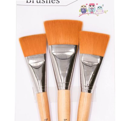 Brich Handle Brass Ferrule Flat Brush Set