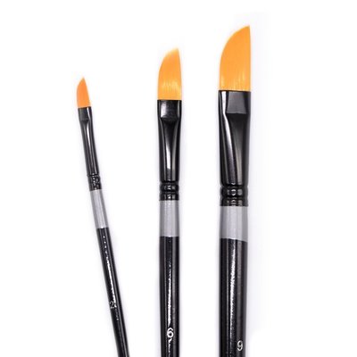Black Aluminum Ferrule 9Pcs Flat Paint Brush Set