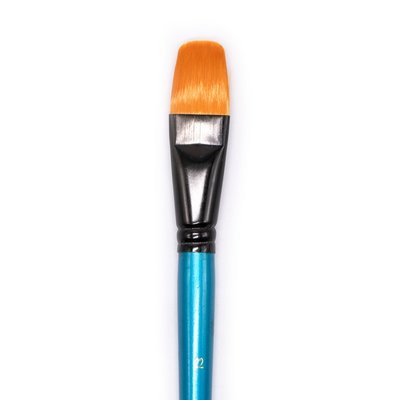 Metallic Blue Handle Angled Synthetic Watercolour Brushes