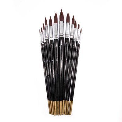 Round Tip Dark Brown 12pcs Fine Artist Brushes