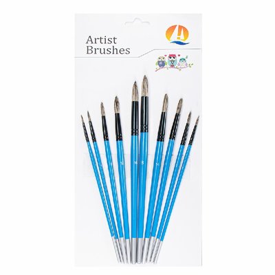 Round Head 10pcs Childrens Paint Brushes
