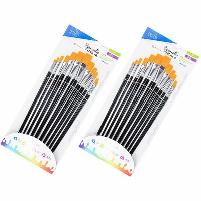 Black Handle 12pcs Childrens Paint Brush Set