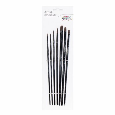 Brown Nylon Hair Tempera Paint Brush Set For Kids