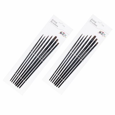 Brown Nylon Hair Tempera Paint Brush Set For Kids