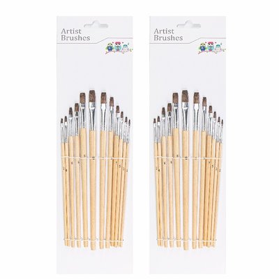 Flat Tip Squirrel Hair Kids Paint Brush Set